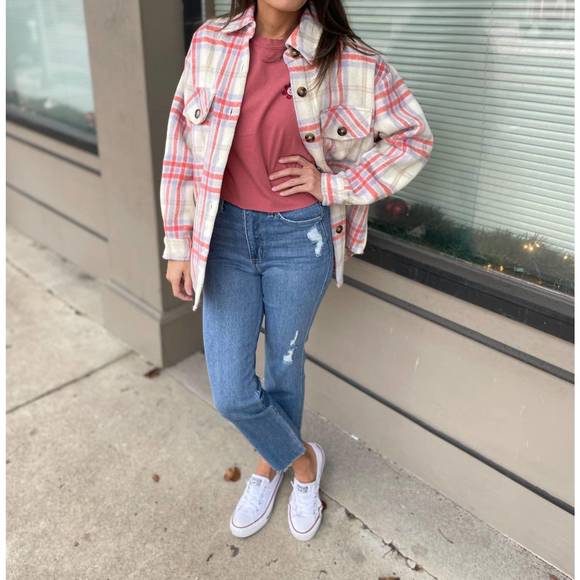 DAVI & DANI | Jackets & Coats | New Davi Dani Justine Plaid Shacket In ...